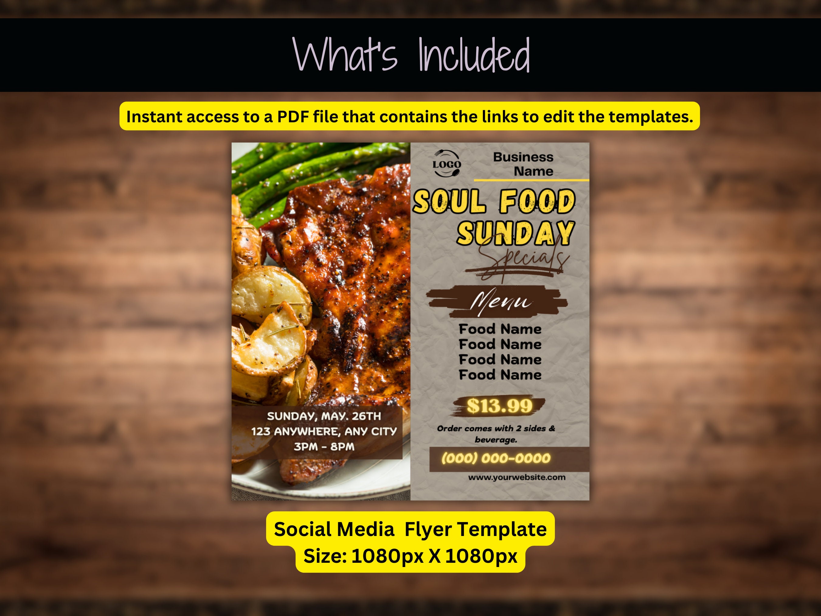 Soul Food Sunday Specials Social Media Flyer Template Restaurant Food ...