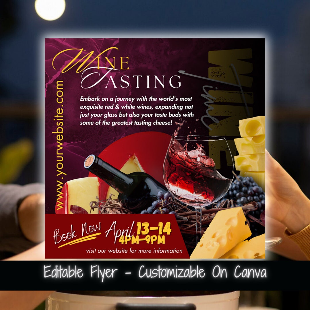 Wine Tasting Flyer for Social Media Marketing Wine Event Flyer Template ...