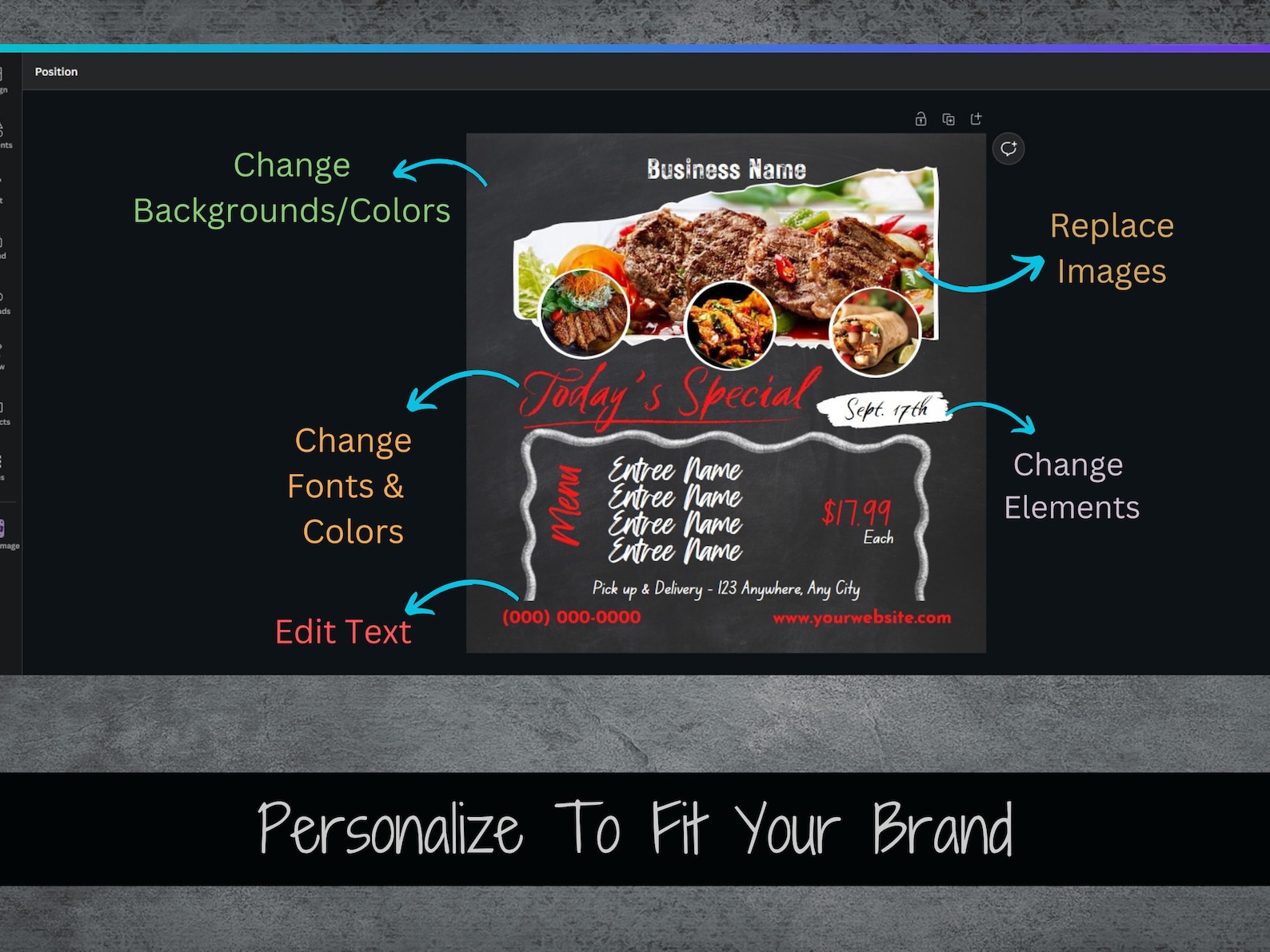 Editable Food Menu Flyer Today's Special Menu Template for Social Media ...