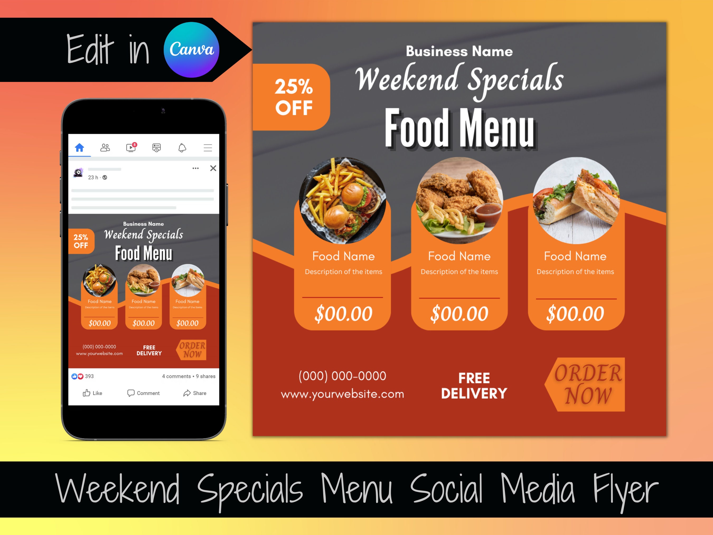 Weekend Specials Food Menu Flyer Template Event Food Flyer - Etsy