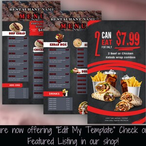 Digital Display TV Menu Board Template Static Digital Menu Board ...