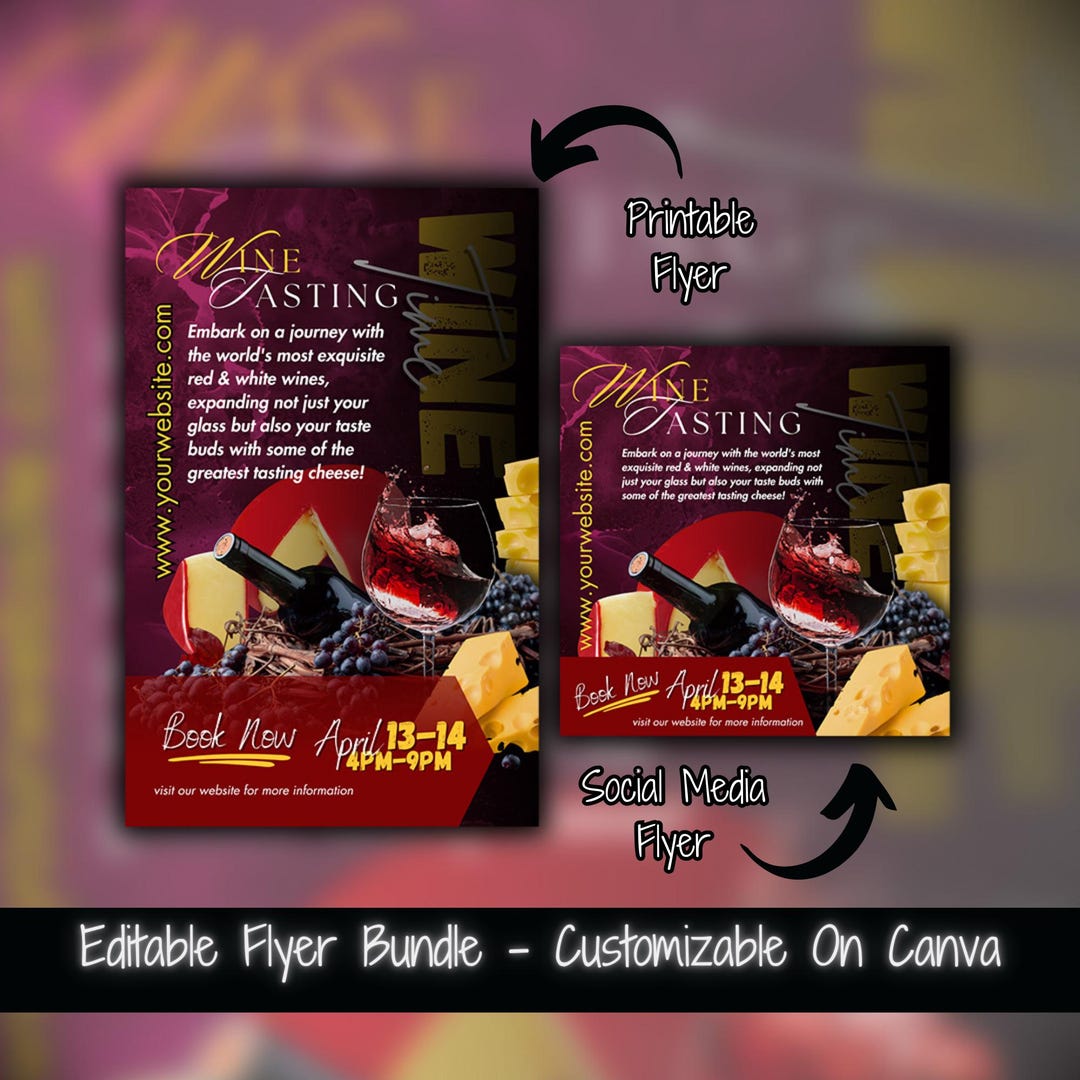 Wine Tasting Event Bundle Flyer Template Winery Invite Flyer Wine ...