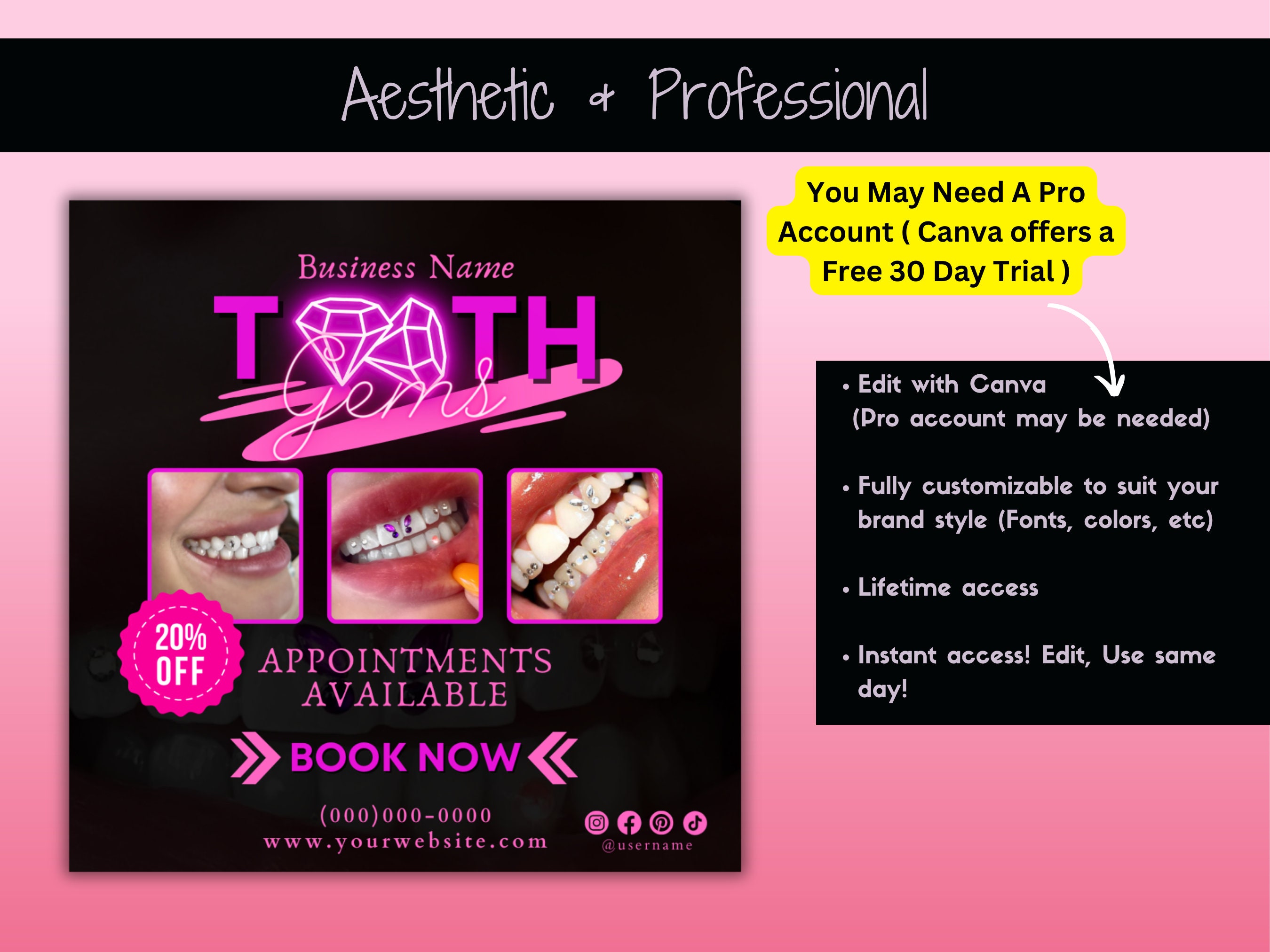 Tooth Gems Business Flyer Template Editable Tooth Gem Flyer Template ...