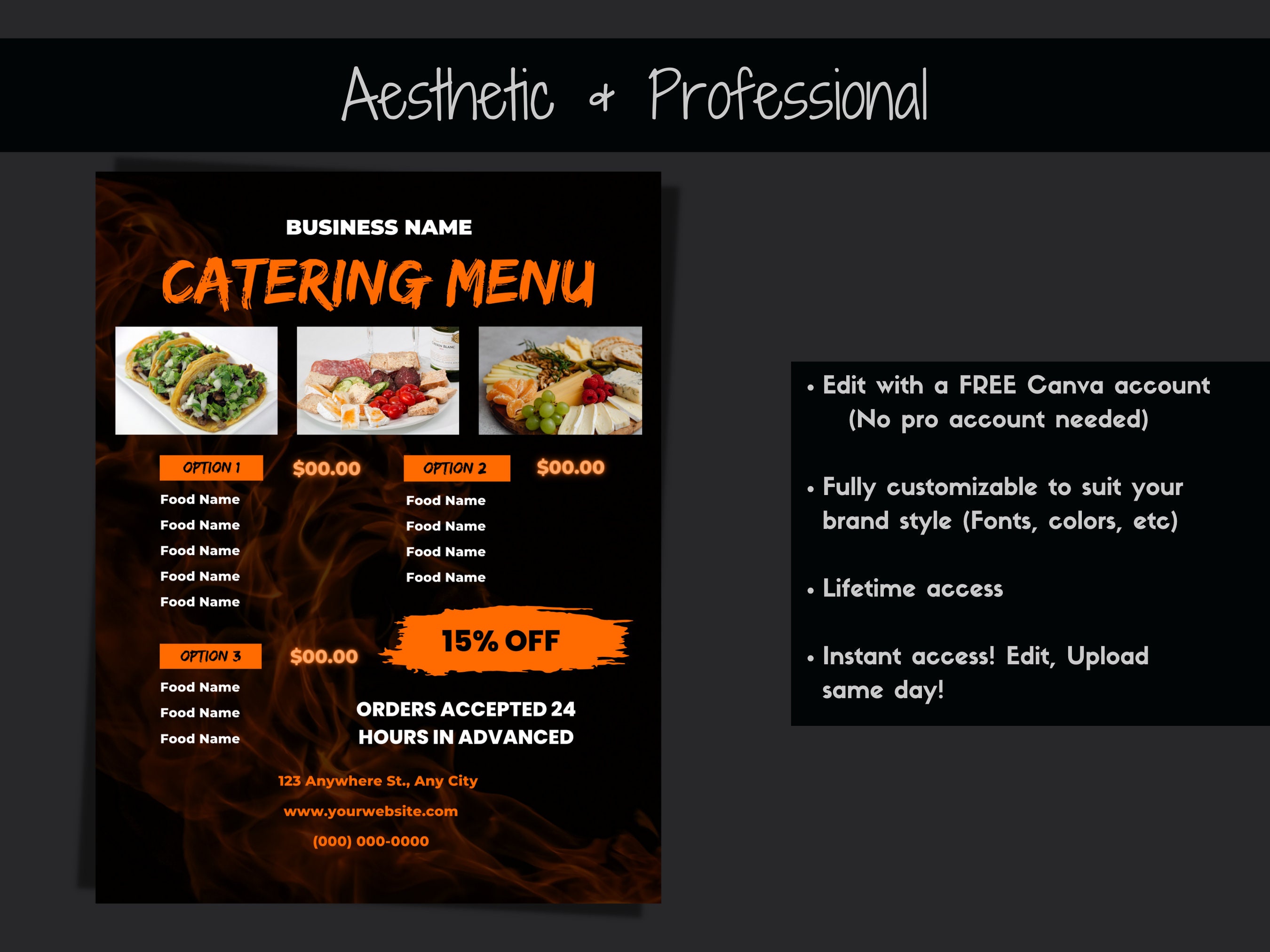 Printable Catering Menu Flyer Template, Editable Restaurant Menu ...
