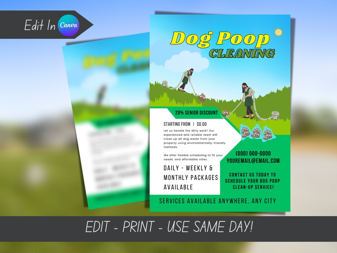 Printable Dog Poop Clean up Flyer Dog Waste Removal Flyer Dog - Etsy