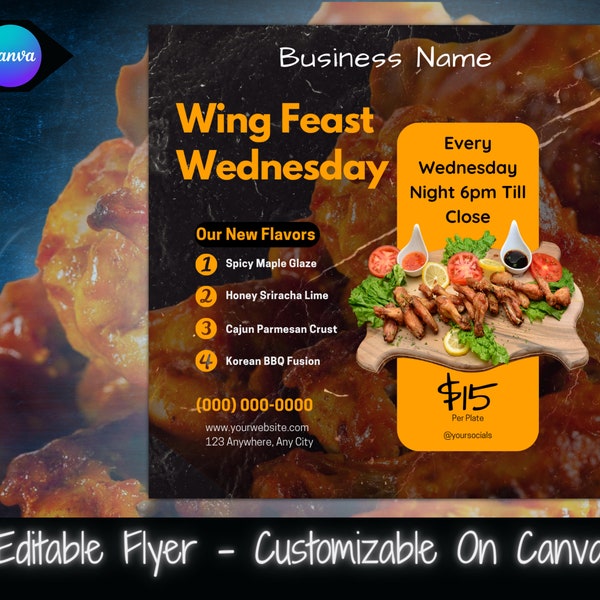 Wing Restaurant Menu - Etsy