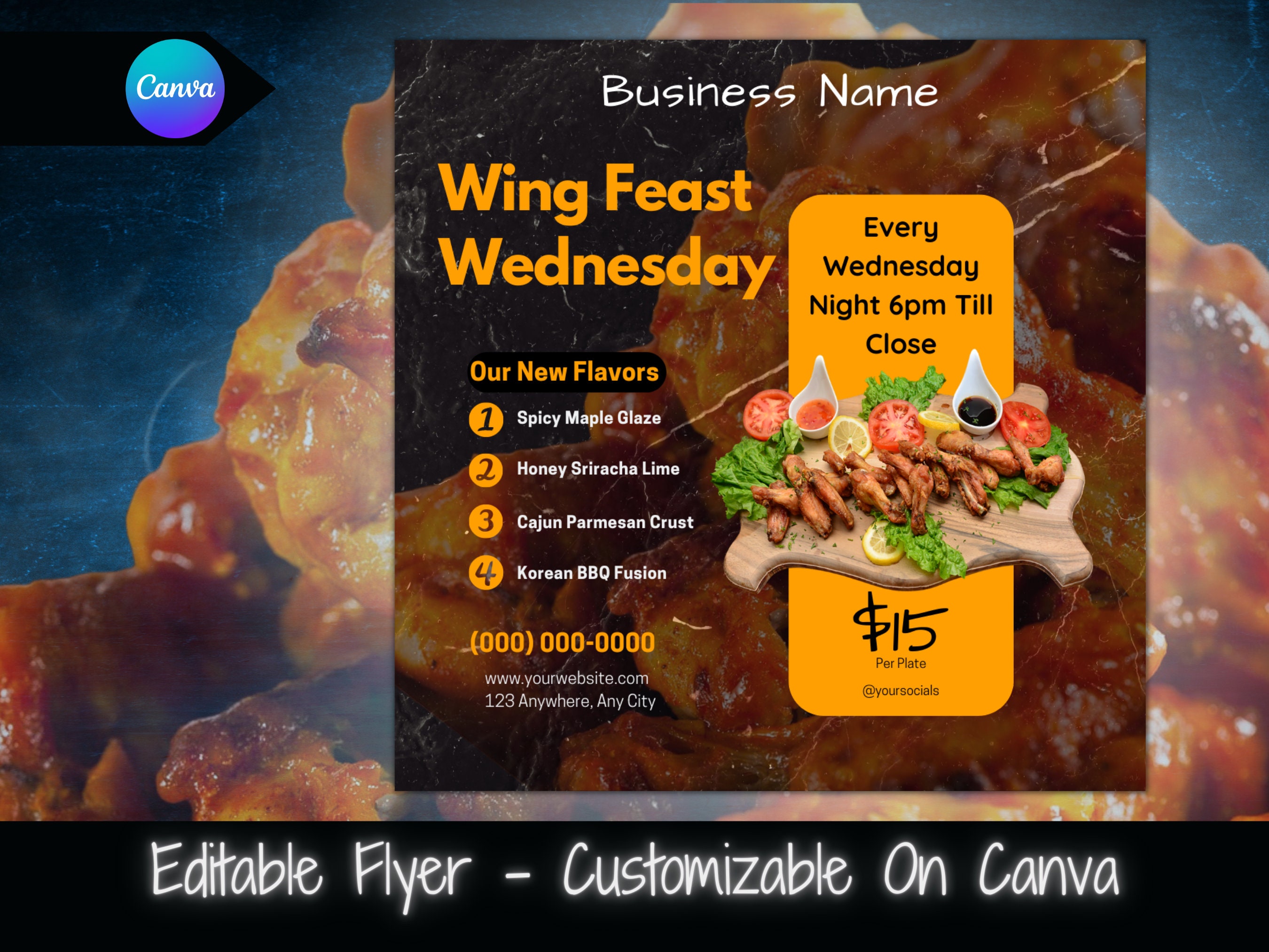 Editable Social Media Promo Flyer for Chicken Wing Specials - Etsy