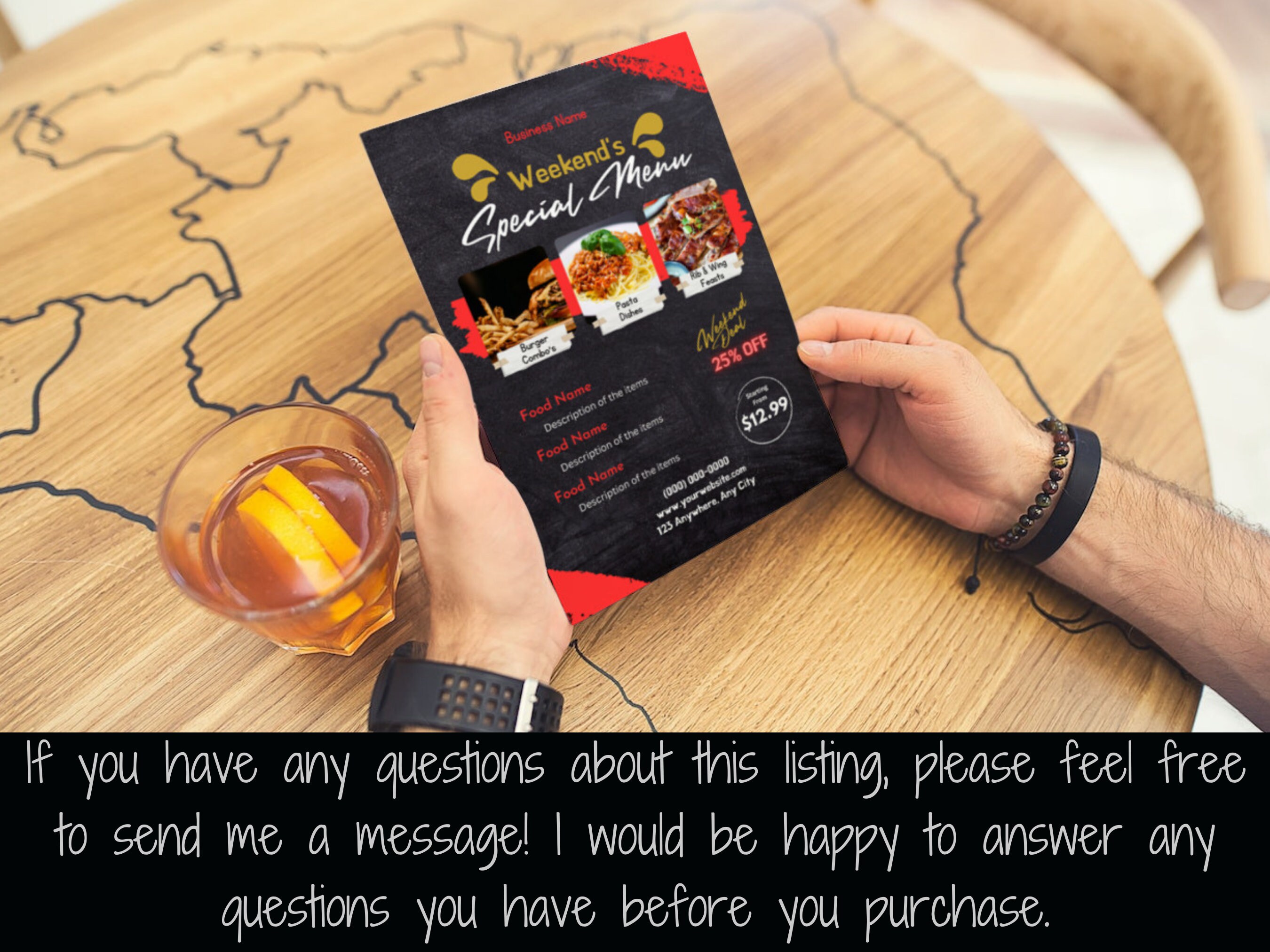 Printable Food Menu Flyer Promotional Weekend Specials Food Flyer ...