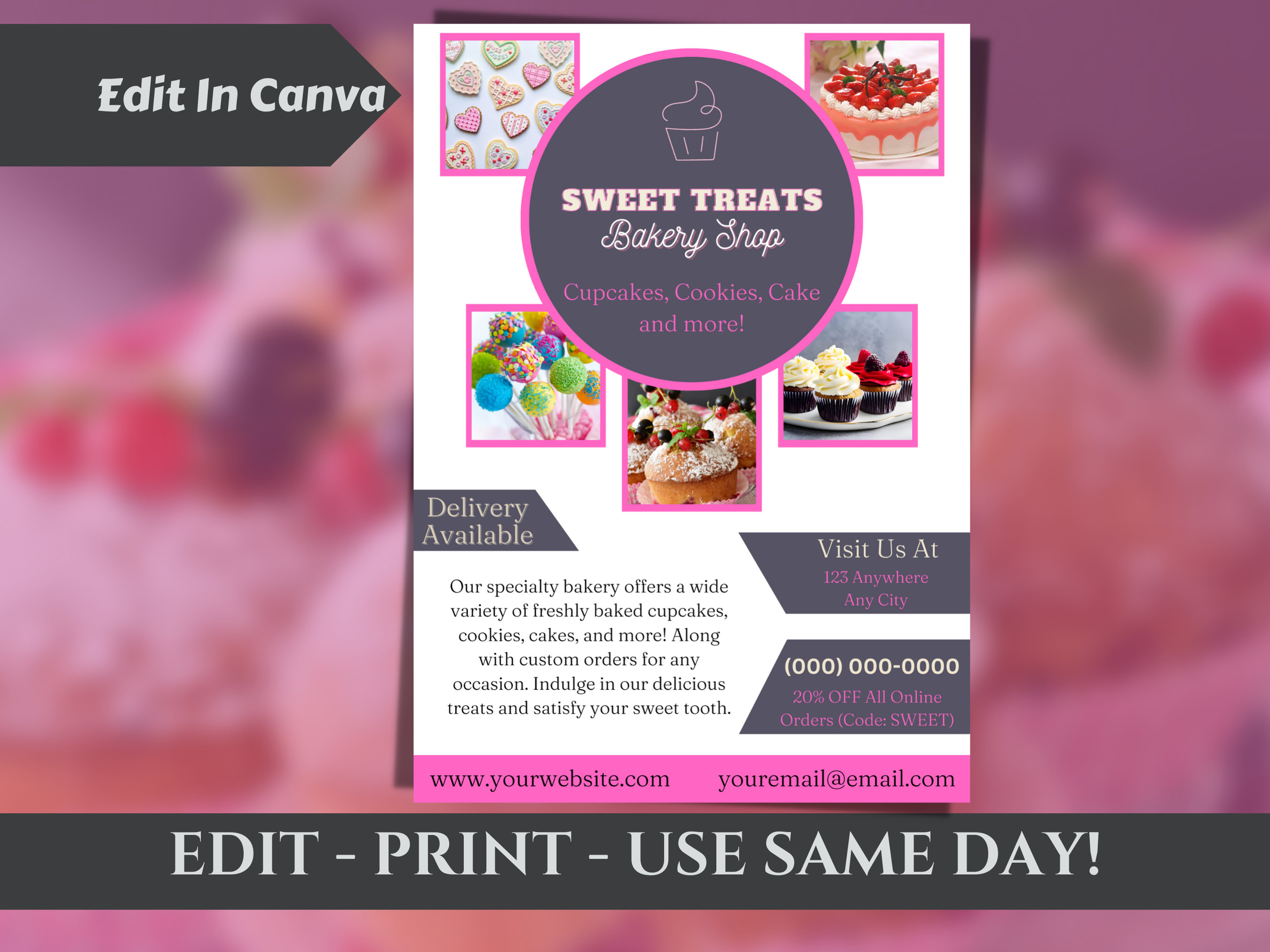 Cake Printable Flyer Template Cupcake Promotional Flyer Template ...