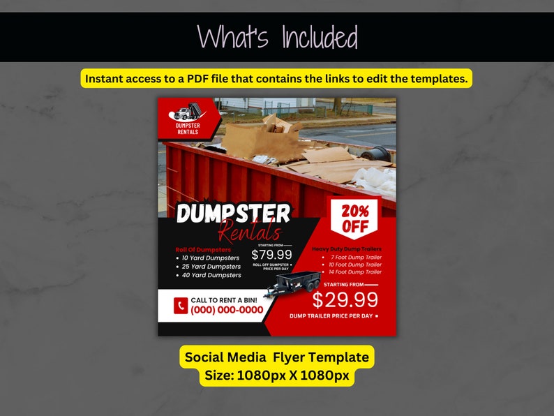 Dumpster Rentals Flyer Template, Junk Removal Business (canva Editable ...