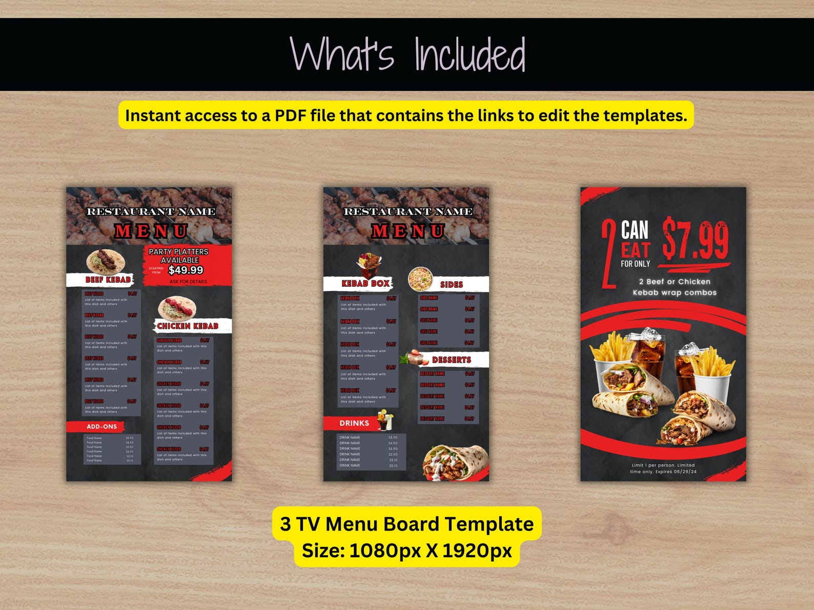 Digital Display TV Menu Board Template Static Digital Menu Board ...