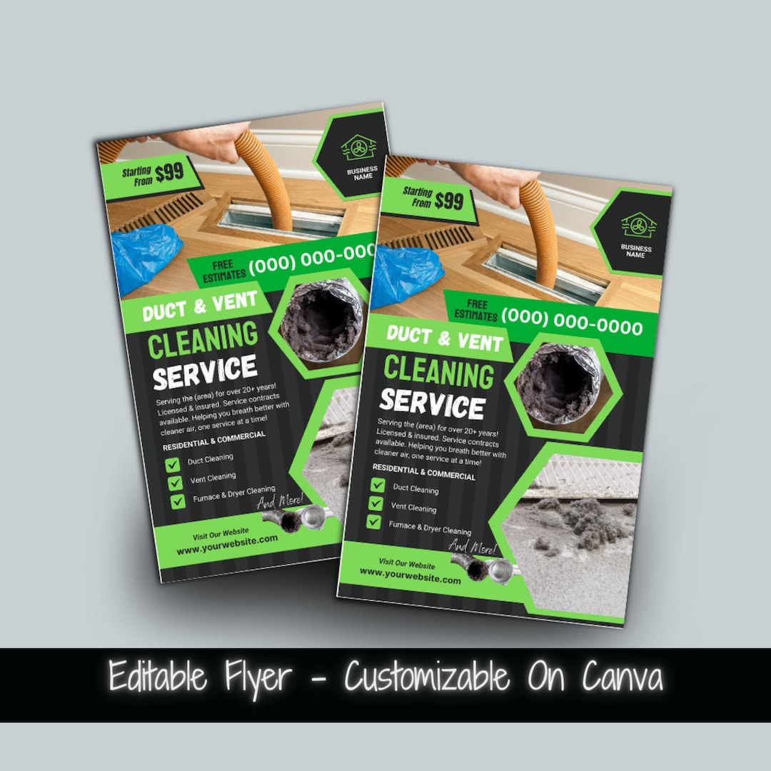 Duct Cleaning Service Printable Flyer Template Vent Cleaning Business ...