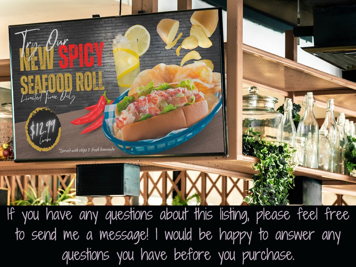 TV Menu Board Static Template Digital Menu Board Template Food Menu ...