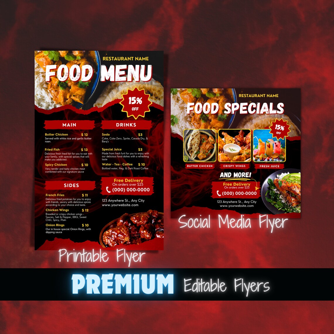 Printable Food Menu Flyer Template Social Media Food Specials Flyer ...