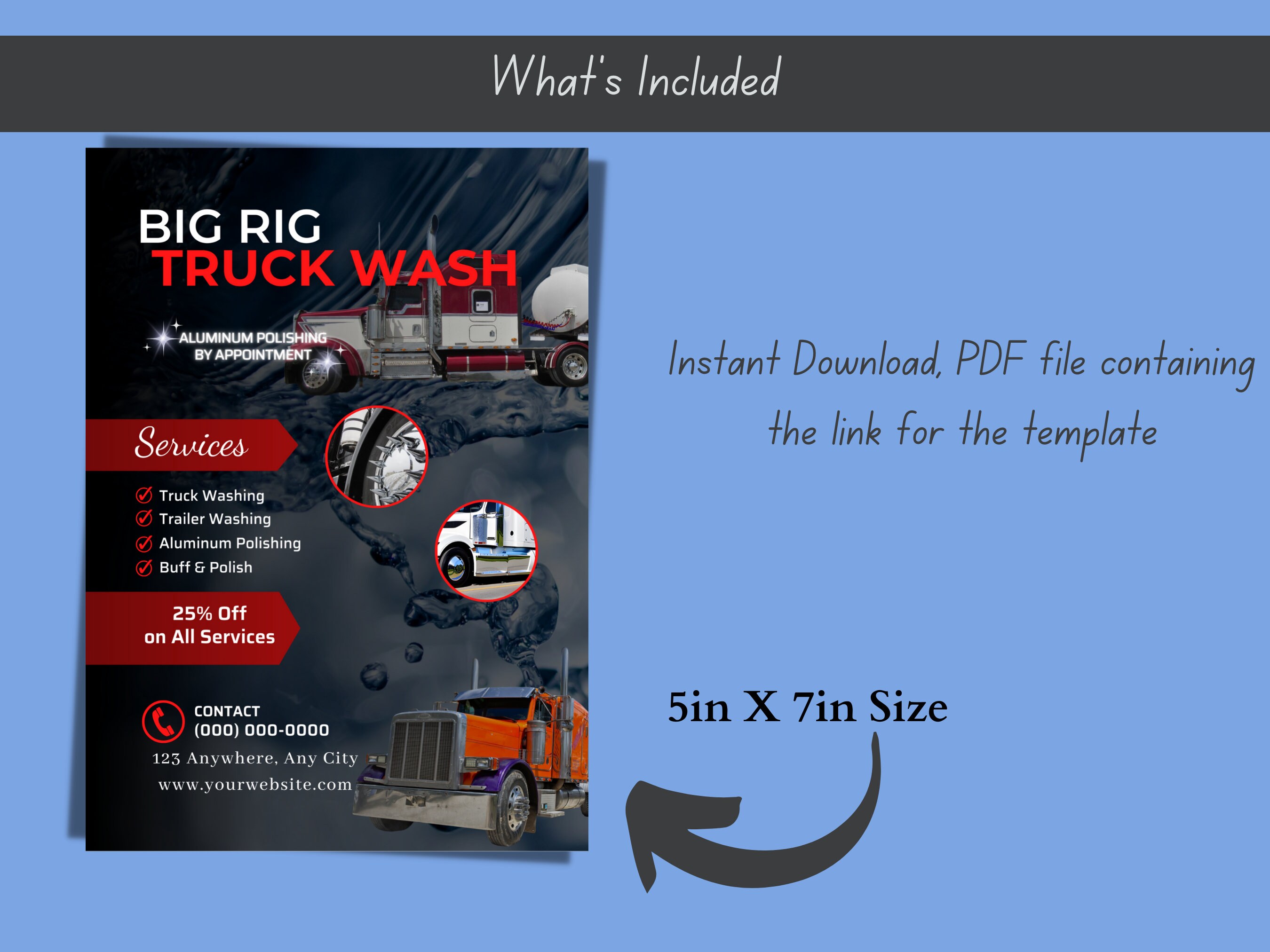 Truck Wash Printable Flyer Big Rig Truck Wash Flyer Template Semi Truck ...
