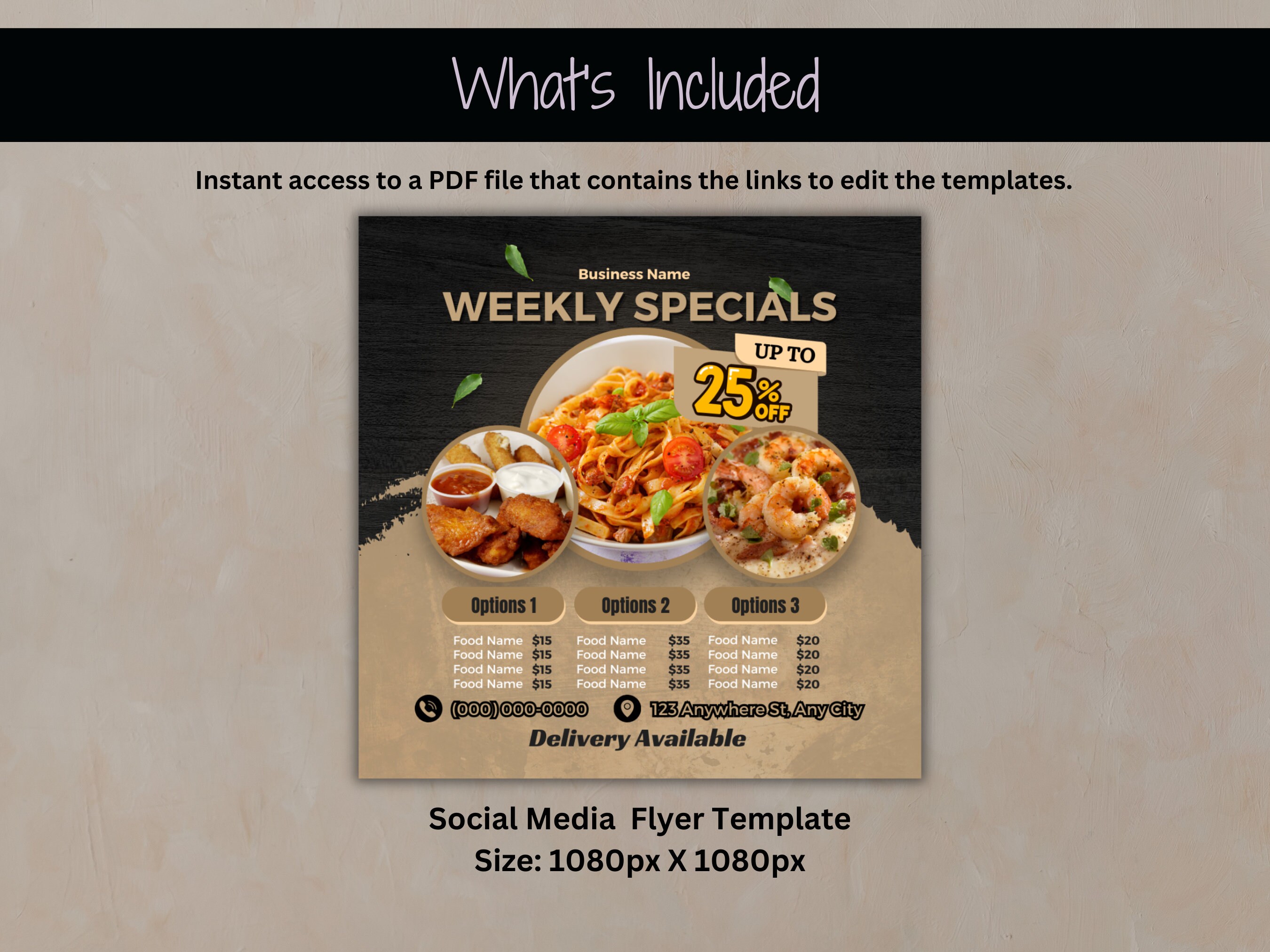 Editable Weekly Specials Food Menu Social Media Flyer Template Food ...