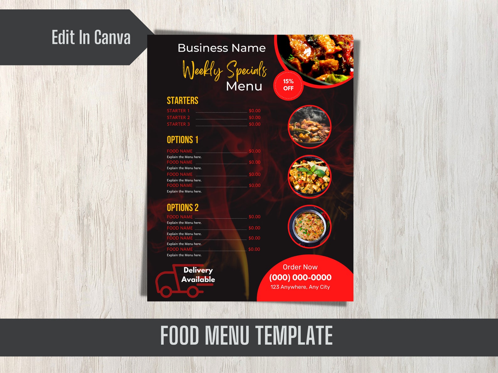 Editable Flyer Template Weekly Specials Food Menu Restaurant Menu ...
