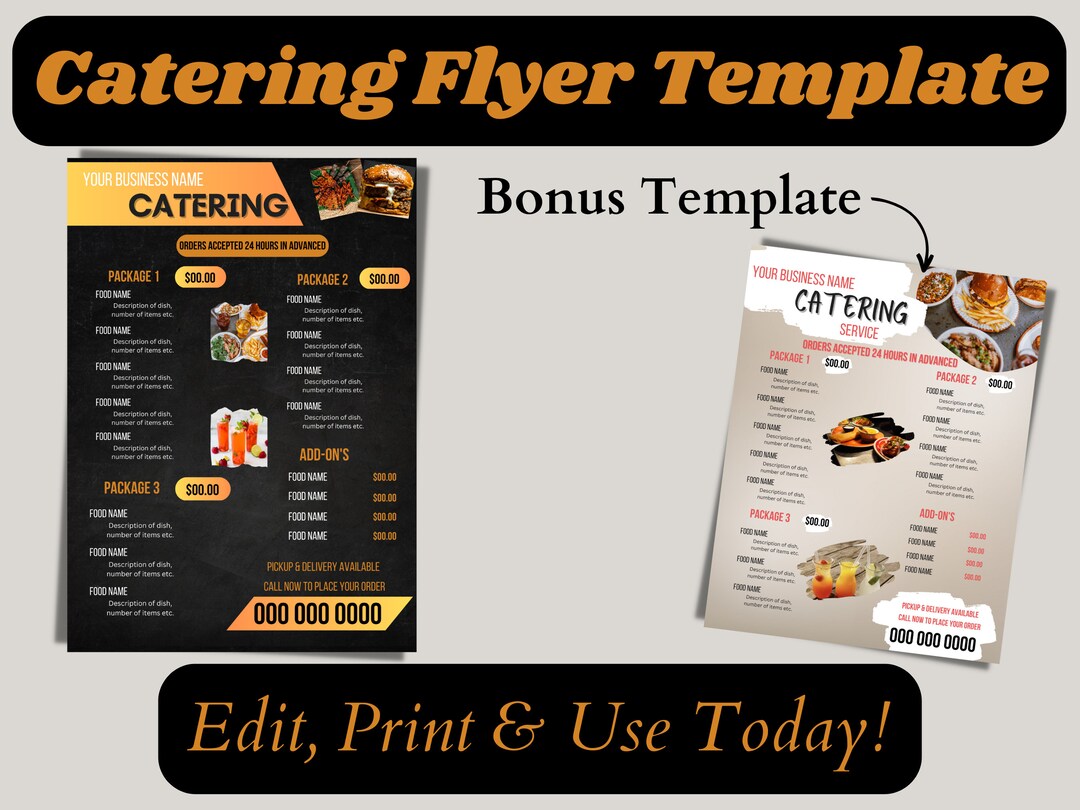 Catering Menu Template Editable Menu for Catering Printable Catering ...