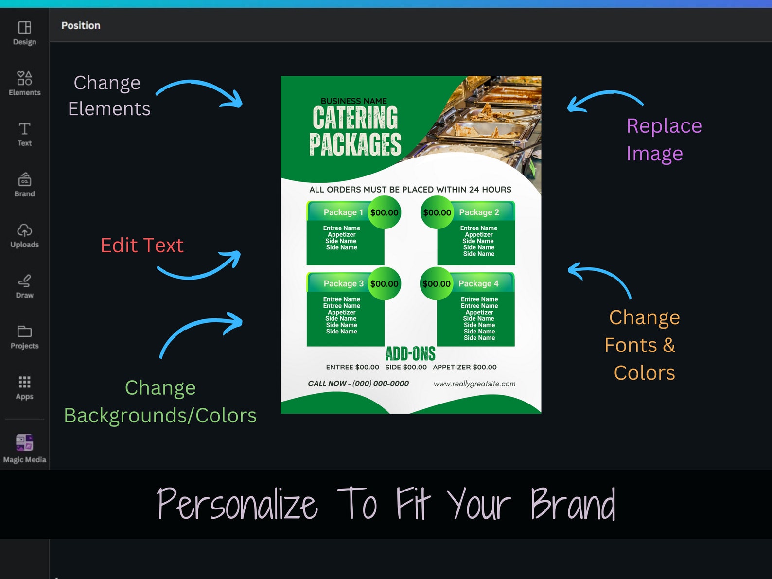 Catering Packages Menu Flyer Template (canva Editable, Printable) - Etsy
