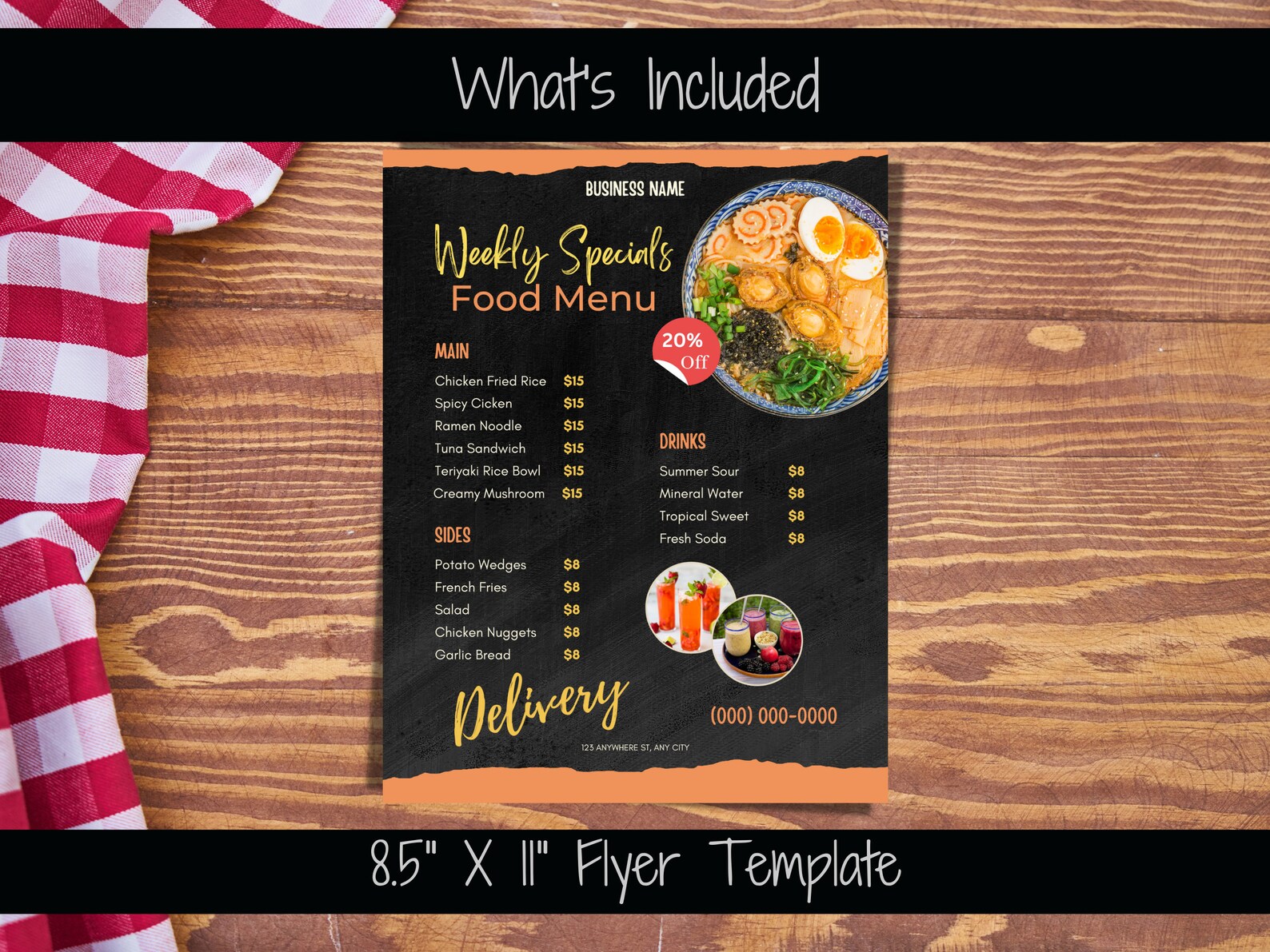 Editable Flyer Template Weekly Specials Flyer Restaurant Printable Food ...