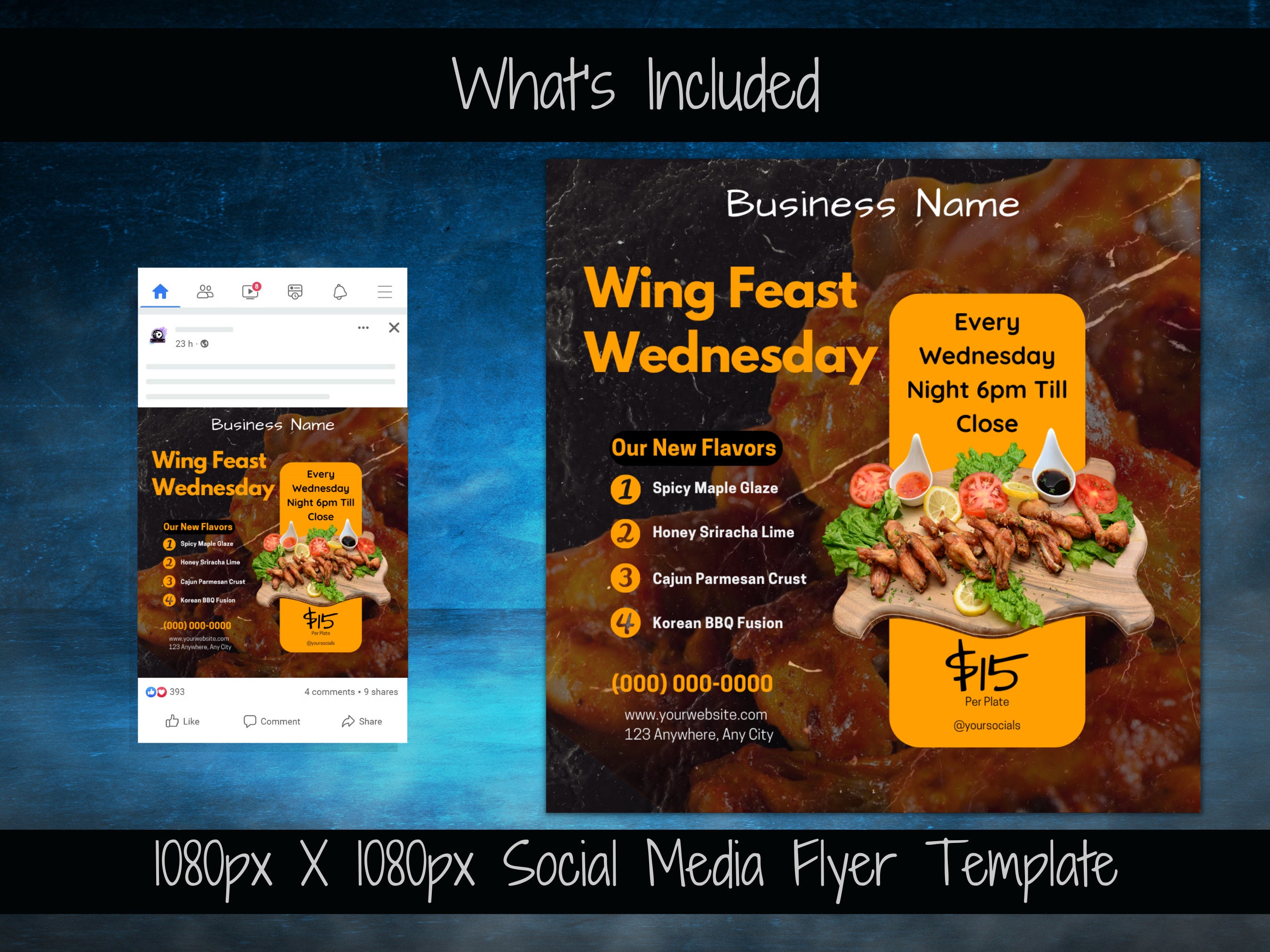 Editable Social Media Promo Flyer for Chicken Wing Specials - Etsy