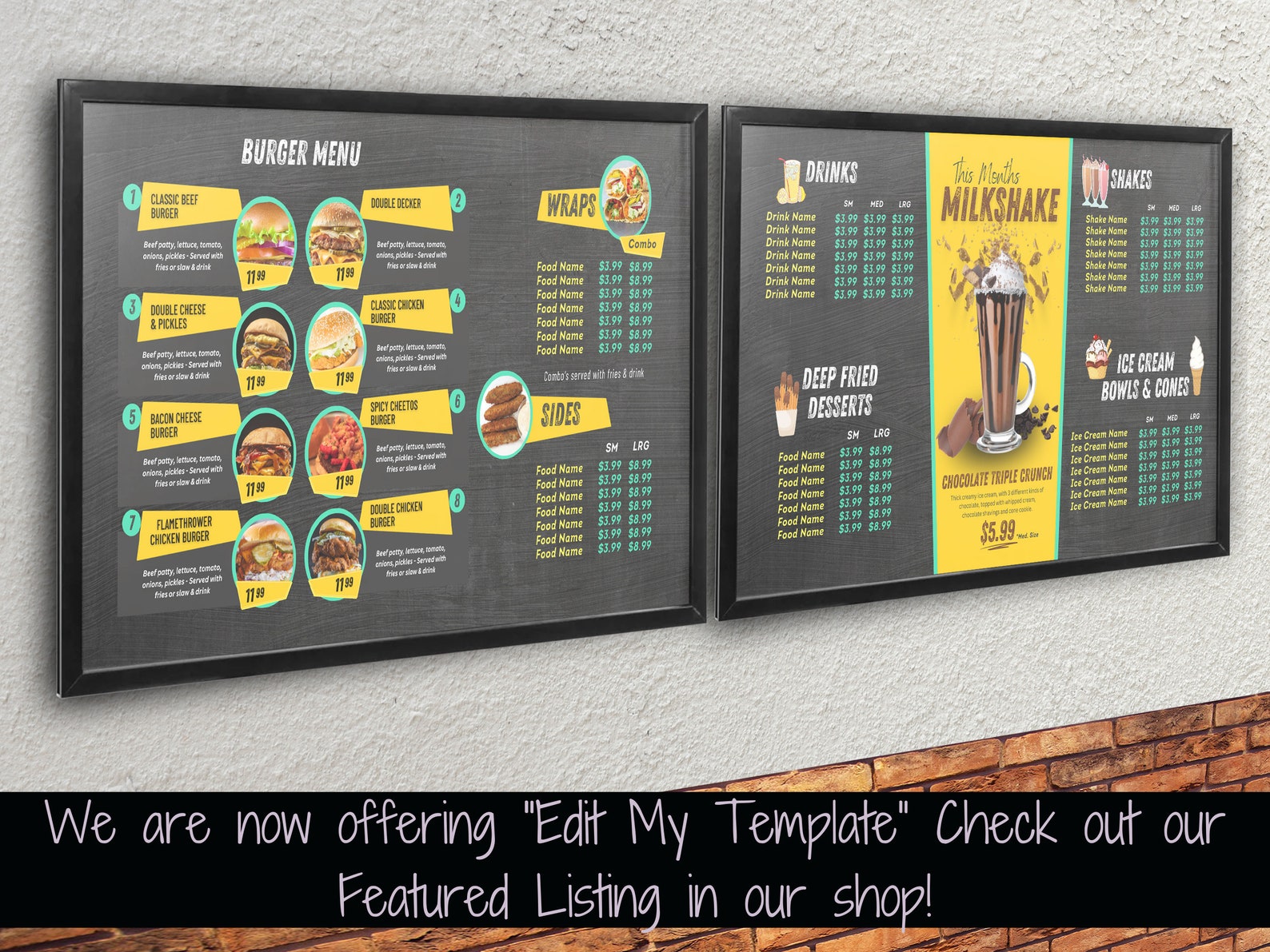 Digital Menu Display TV Menu Board Templates Static Menu Board Template ...