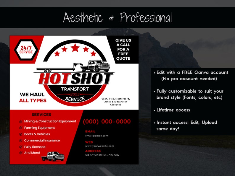 Hotshot Hauling Services Social Media Flyer Template Hotshot Transport Service Flyer Hotshot ...
