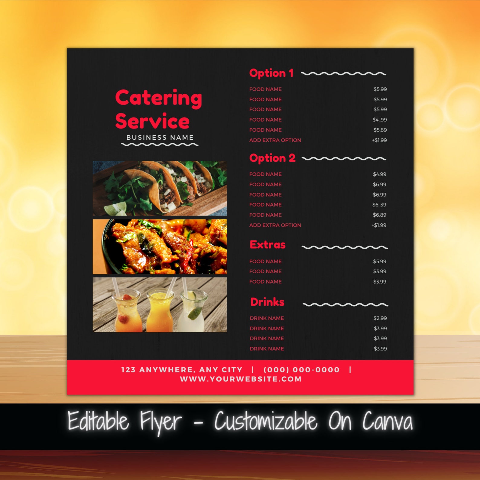 Editable Catering Service Menu Flyer Template for Social Media Cater ...