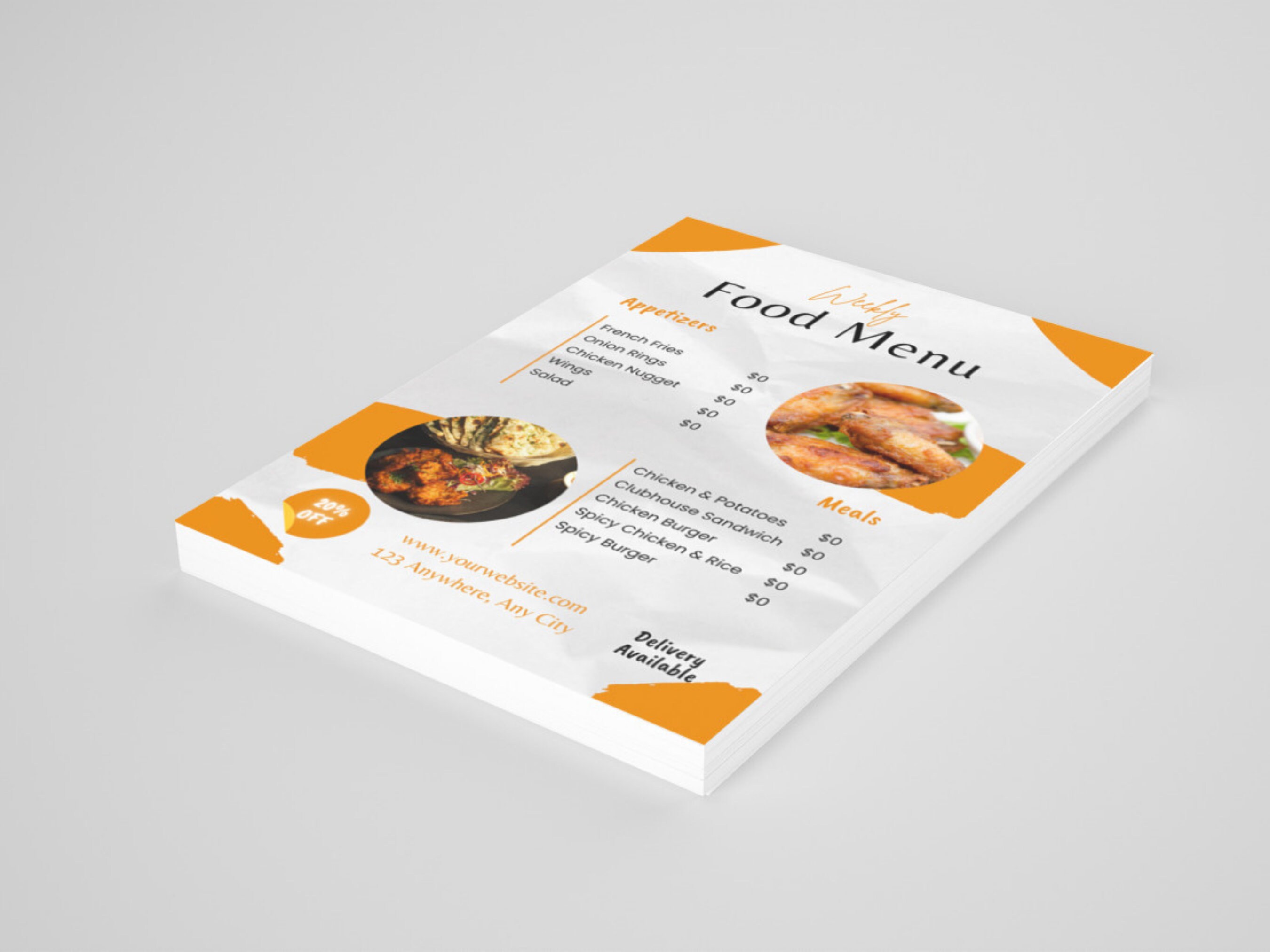Weekly Food Menu Printable Flyer Editable Menu Template Restaurant ...