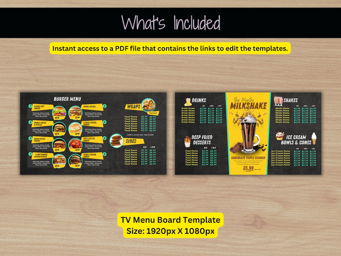 Digital Menu Display TV Menu Board Templates Static Menu Board Template ...