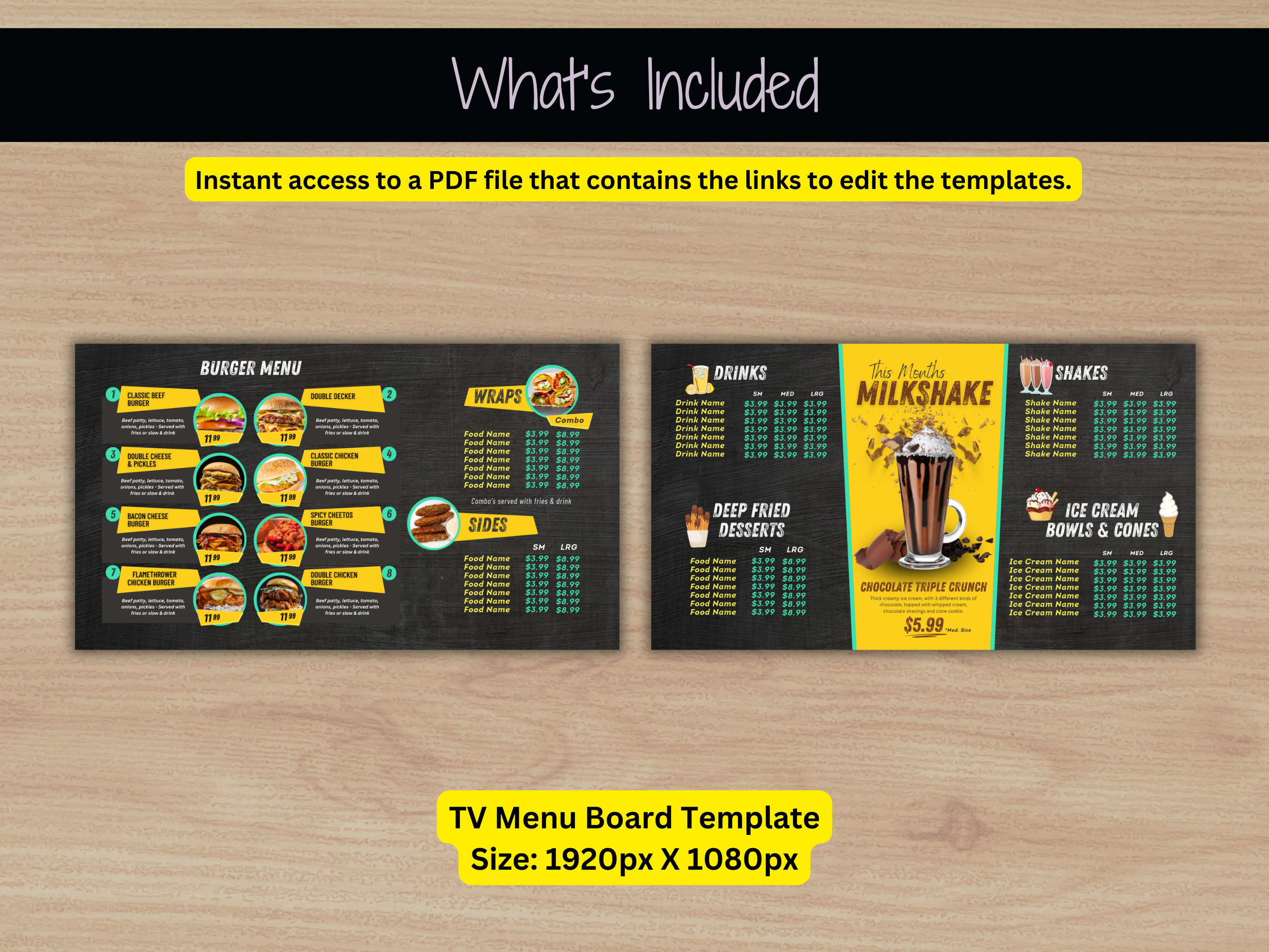 Digital Menu Display TV Menu Board Templates Static Menu Board Template ...