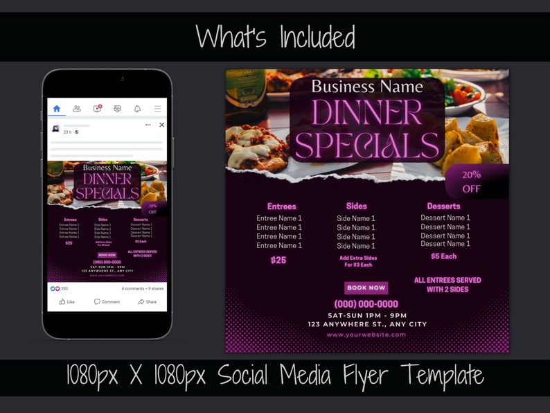 Dinner Specials Editable Flyer Template Social Media Flyer Weekend ...