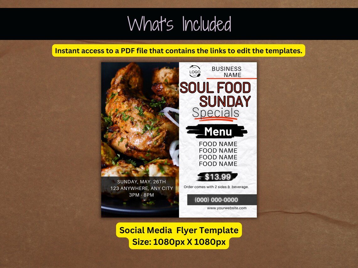 Soul Food Specials Flyer Template, Restaurant Marketing (canva Editable ...