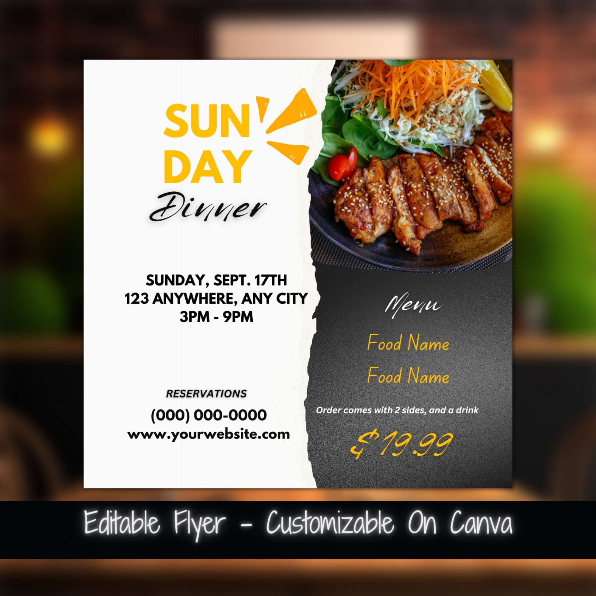 Editable Flyer Template Sunday Dinner Social Media Flyer Sunday Dinner ...