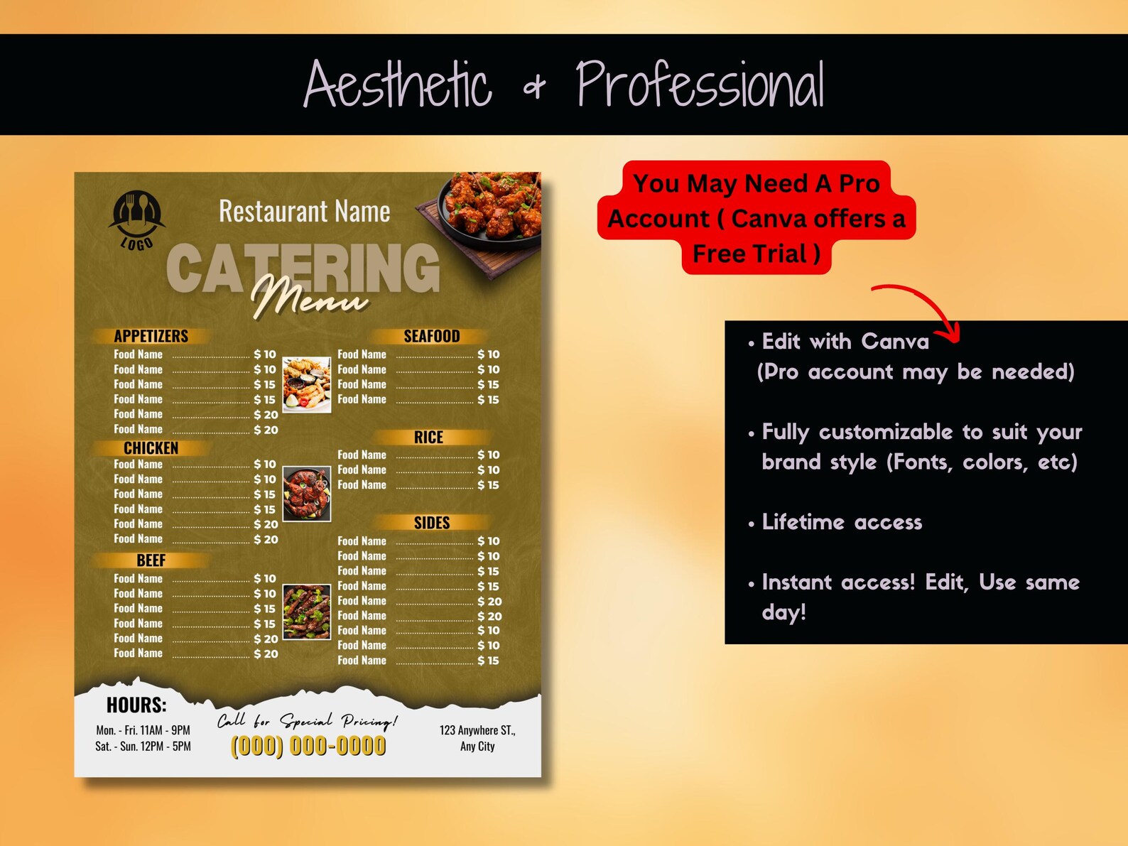 Printable Catering Menu Template Catering Event Flyer Restaurant ...