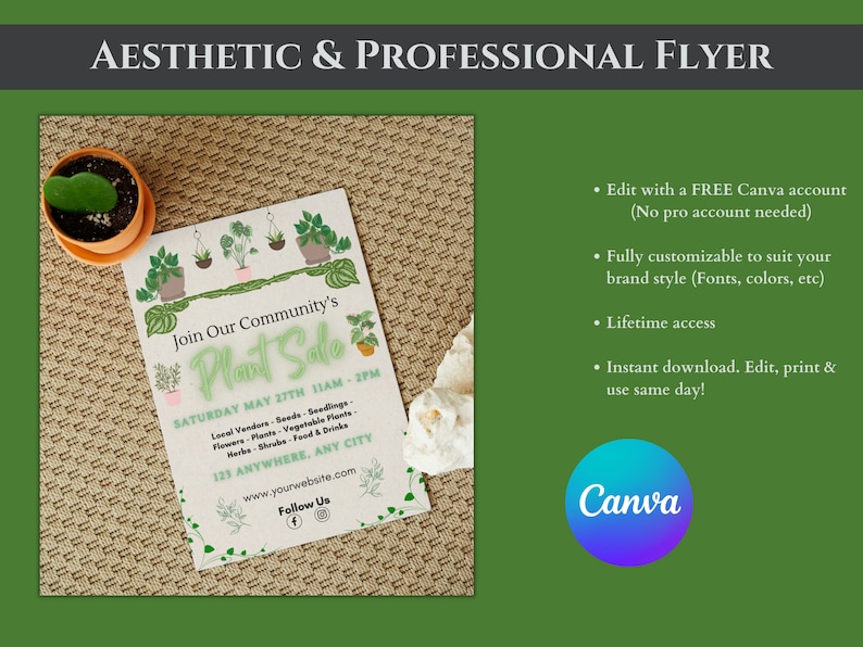 Plant Sale Flyer Template Printable Custom Invitation Editable - Etsy