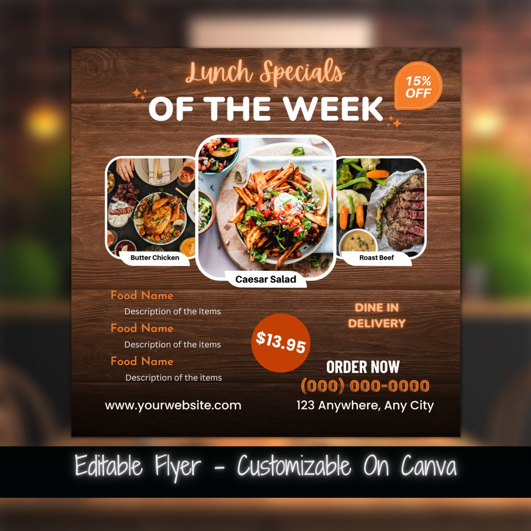 Editable Lunch Special Marketing Flyer Social Media Flyer Template ...