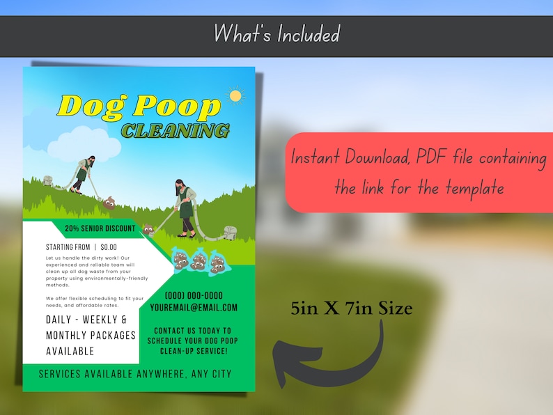 Printable Dog Poop Clean up Flyer Dog Waste Removal Flyer Dog Poop ...