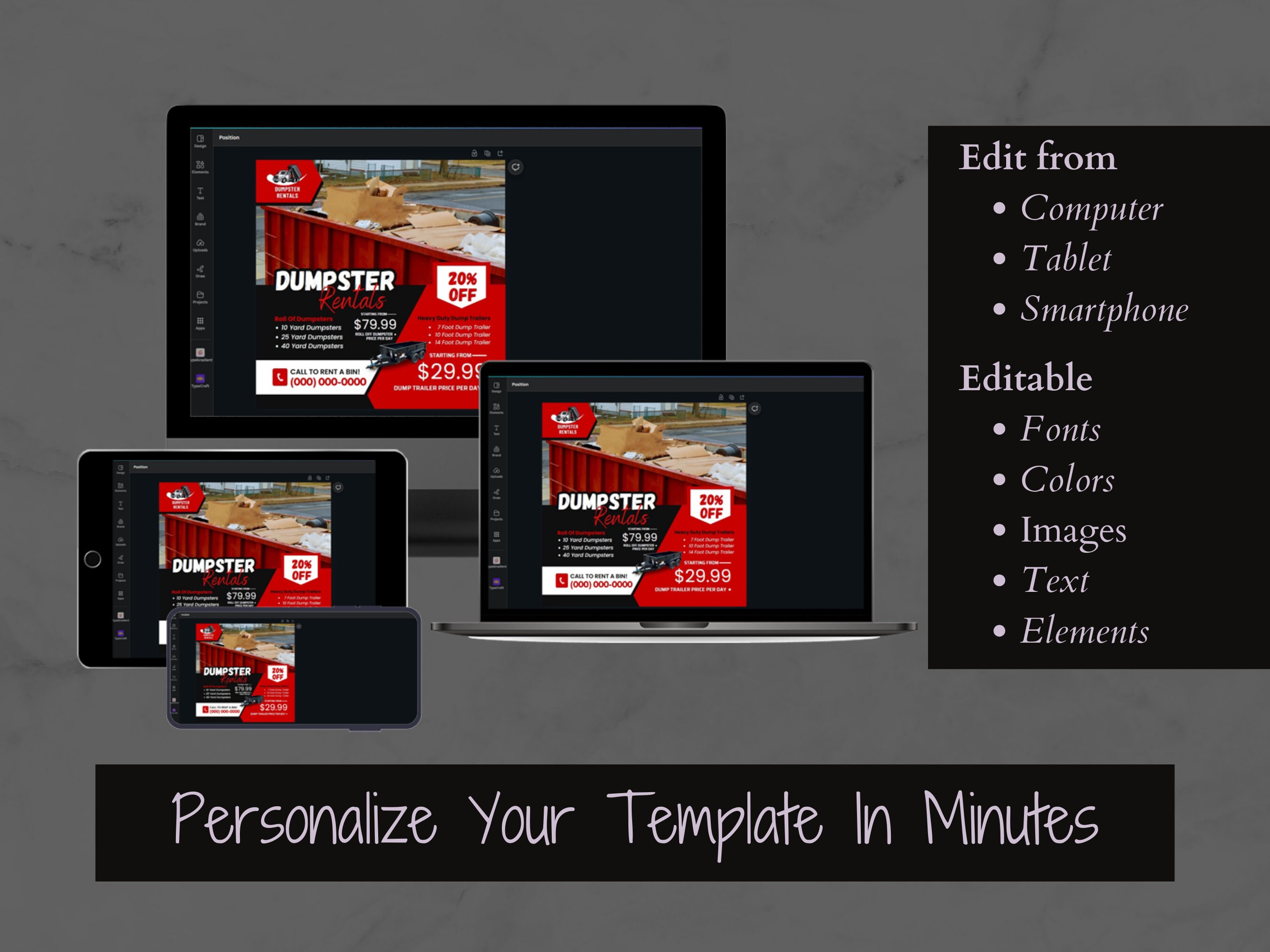 Dumpster Rentals Flyer Template, Junk Removal Business (canva Editable ...