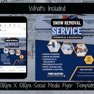 Snow Removal Services Flyer Template, Editable Business Flyer (digital ...