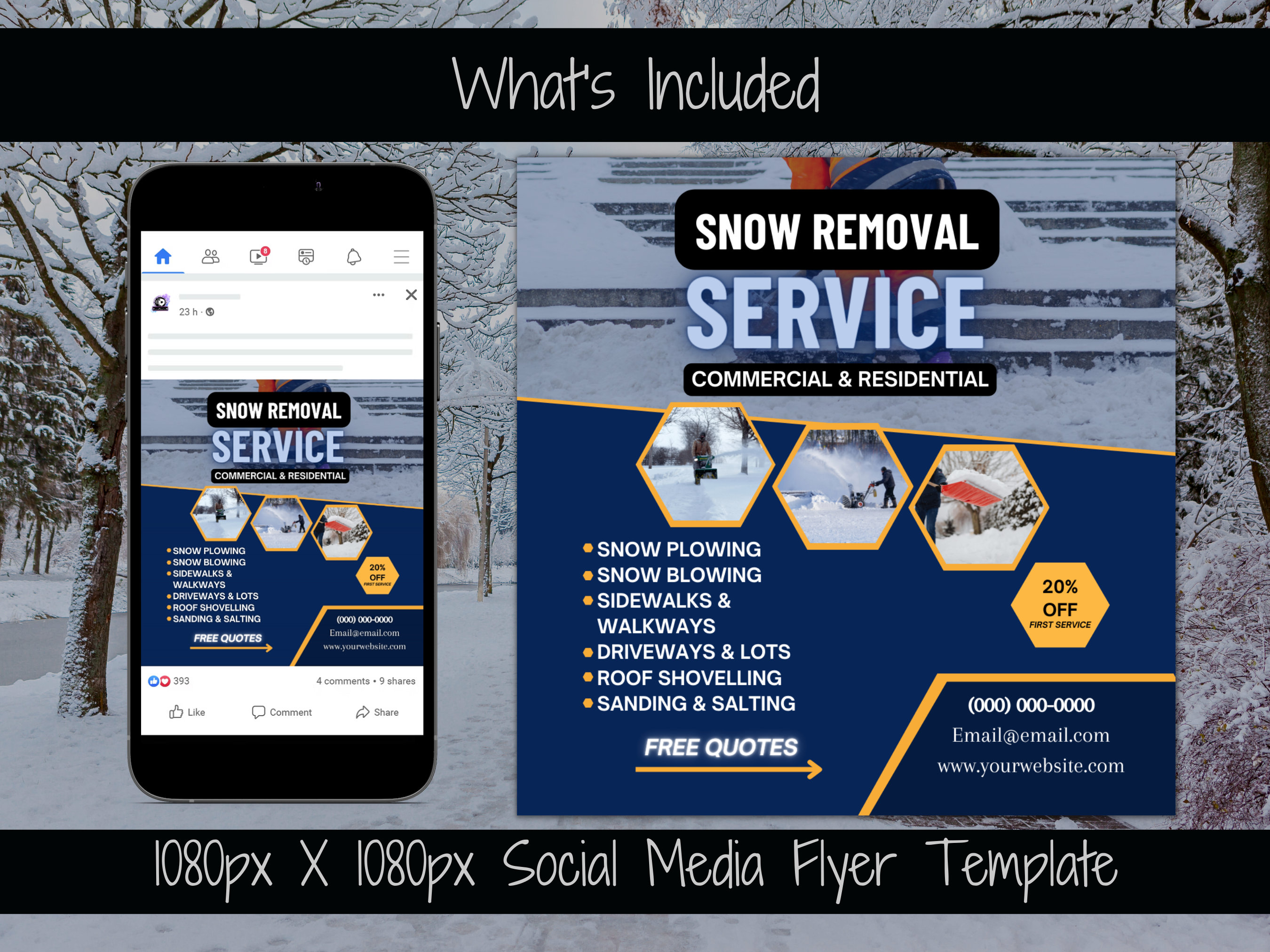 Snow Removal Services Flyer Template Editable Service Flyer Snow Shovel ...
