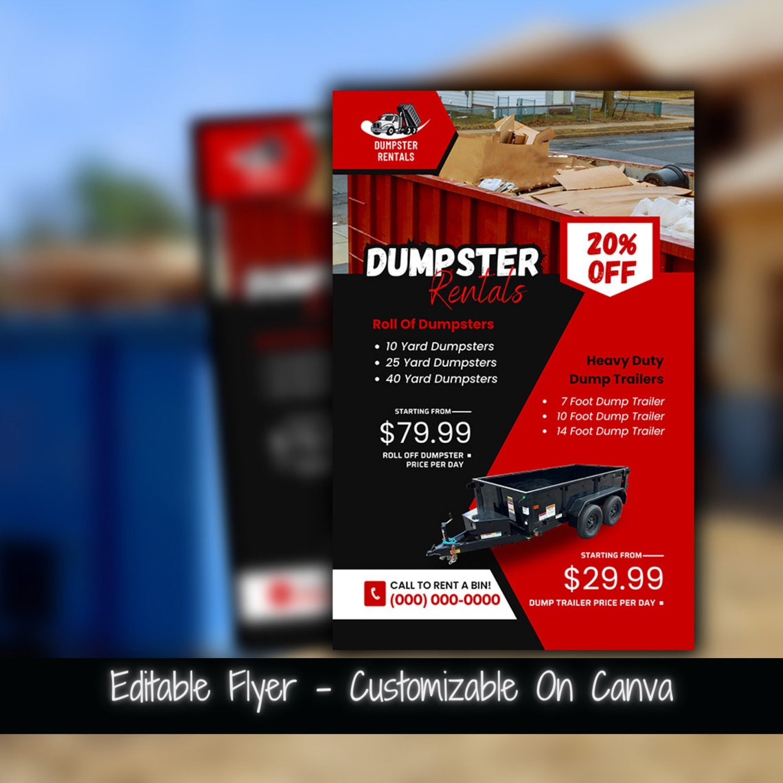 Dumpster Rentals Flyer Template, Customizable on Canva (printable) - Etsy