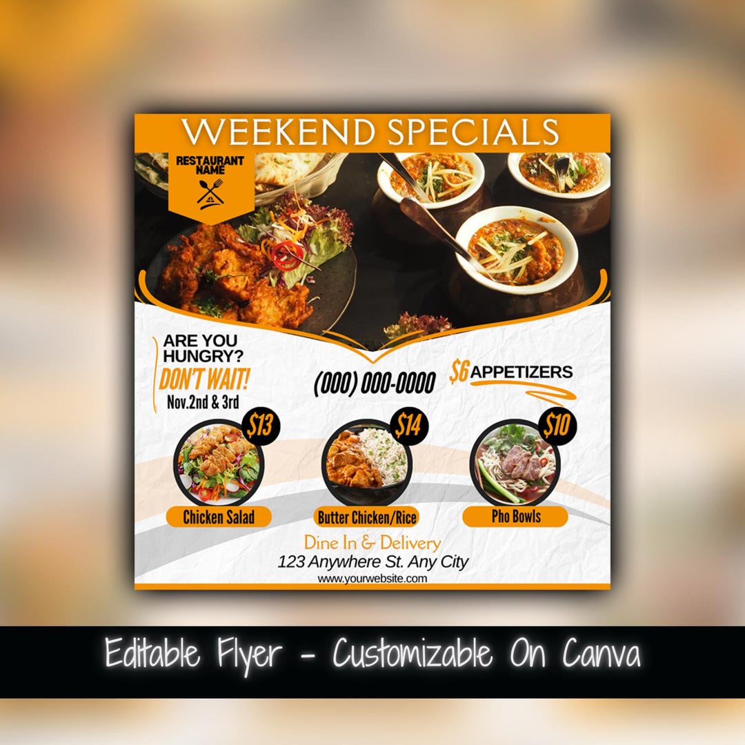 Social Media Weekend Specials Flyer Template Event Flyer Restaurant Specials Menu Flyer Template ...