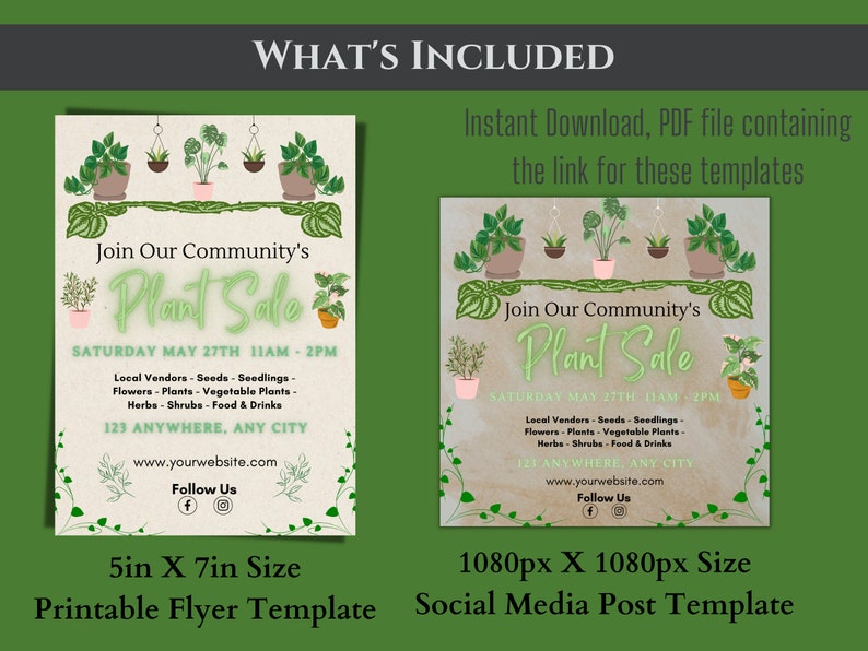 Plant Sale Flyer Template Printable Custom Invitation Editable Flyer ...