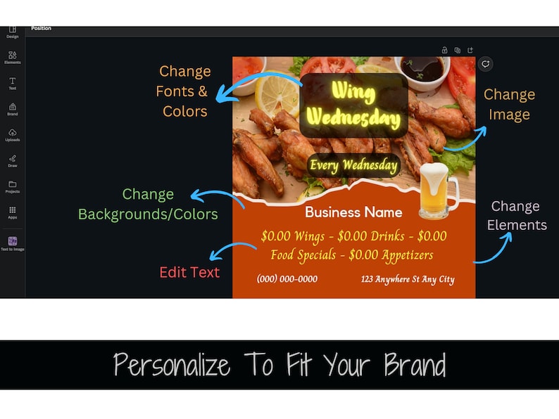 Wing Wednesday Social Media Flyer Bar and Grill Flyer Wing - Etsy