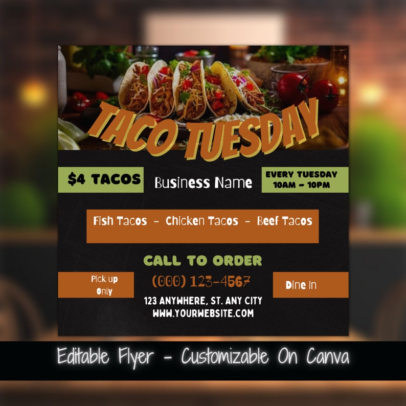 Editable Taco Flyer Template Social Media Post Flyer Taco Tuesday ...