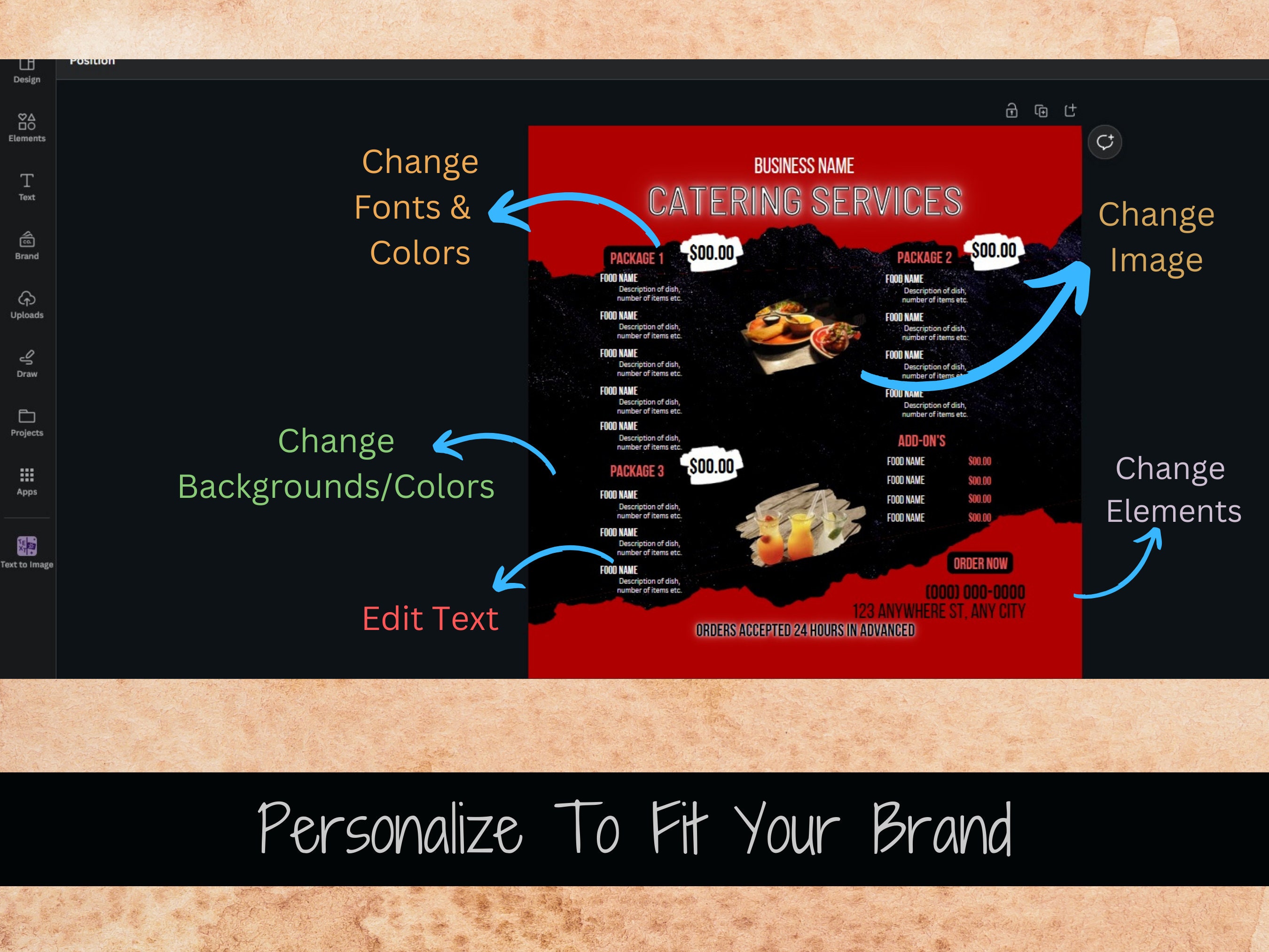 Catering Service Menu Flyer Template (canva Editable) - Etsy