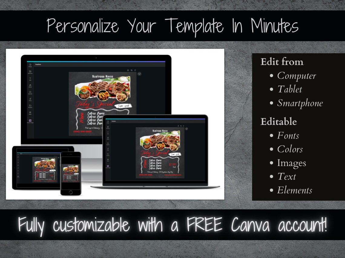 Editable Food Menu Flyer Today's Special Menu Template for Social Media ...