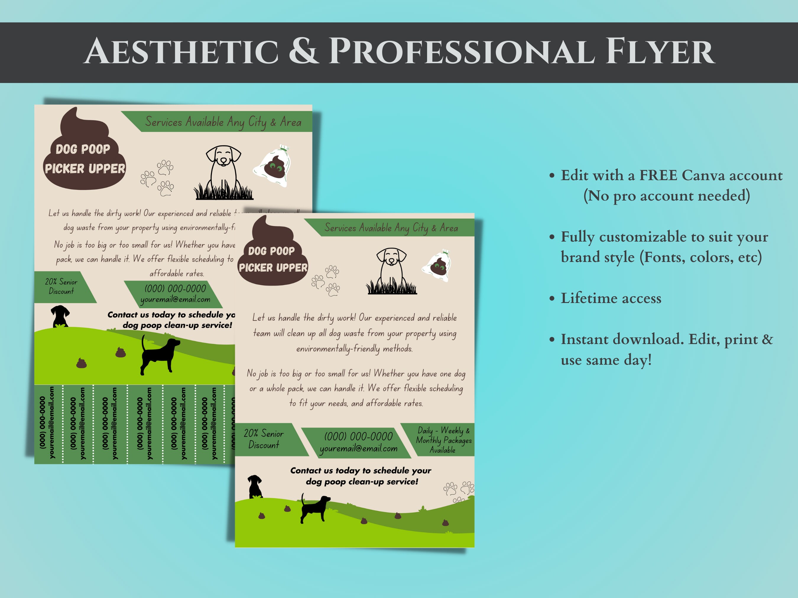 Dog Poop Cleaning Service Premade Dog Poop Scooping Flyer Templates ...