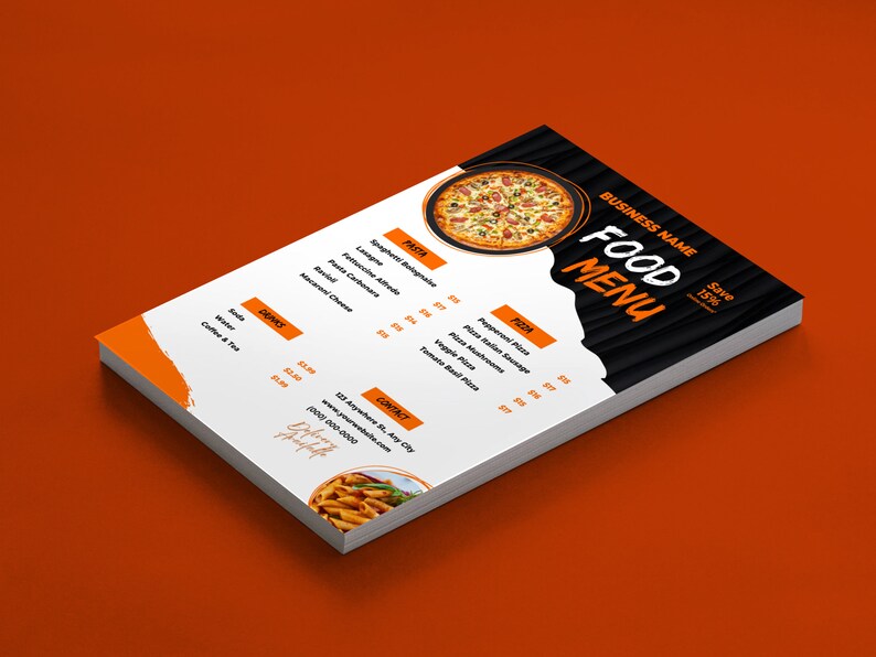 Printable Food Menu Flyer Template Editable Food Menu Template Food ...